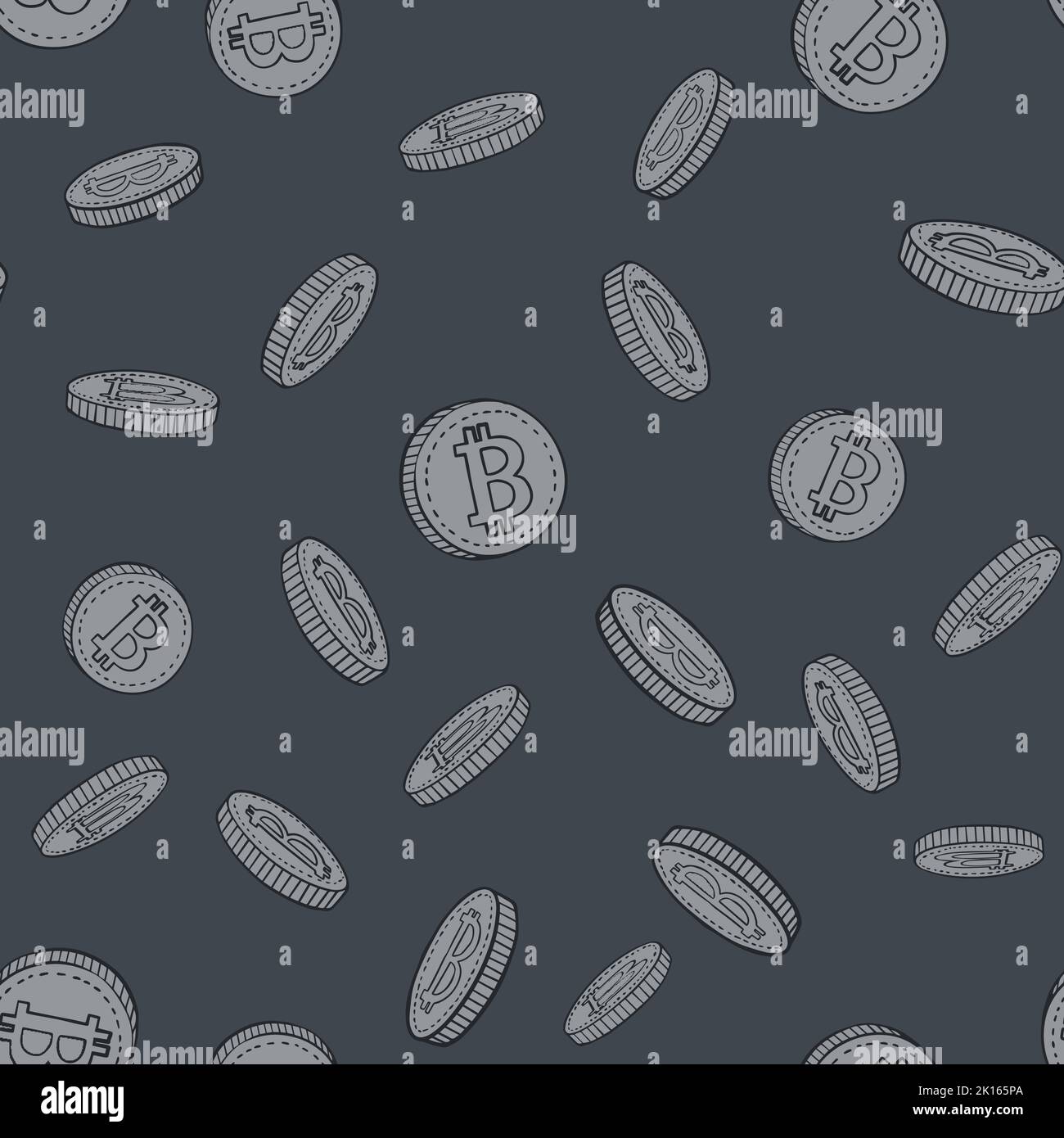 Bitcoin seamless background black and white. Hand drawn vector ...
