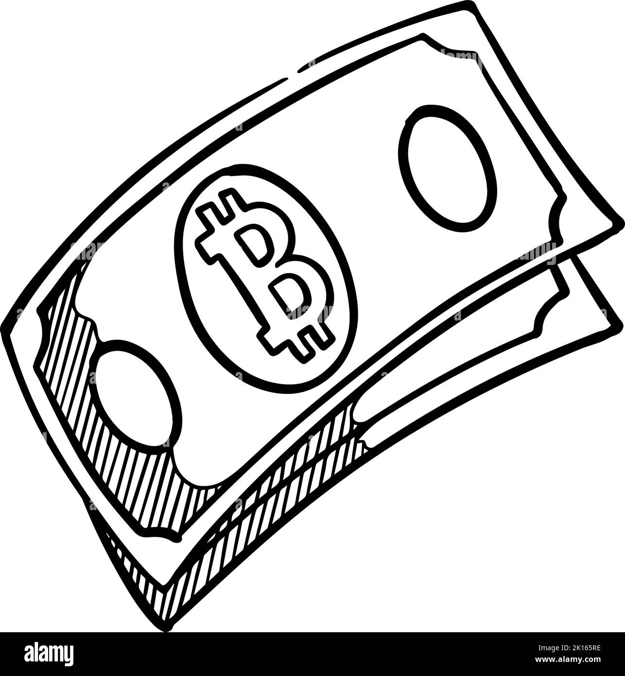 Bitcoin cryptocurrency money. Hand drawn vector illustration Stock ...
