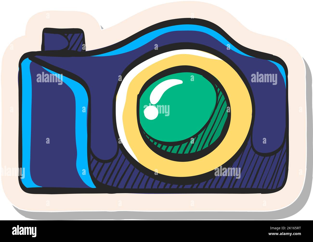 Hand drawn Camera icon in sticker style vector illustration Stock ...