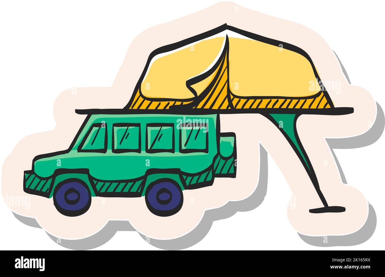 Hand drawn Portable camping tent icon in sticker style vector ...