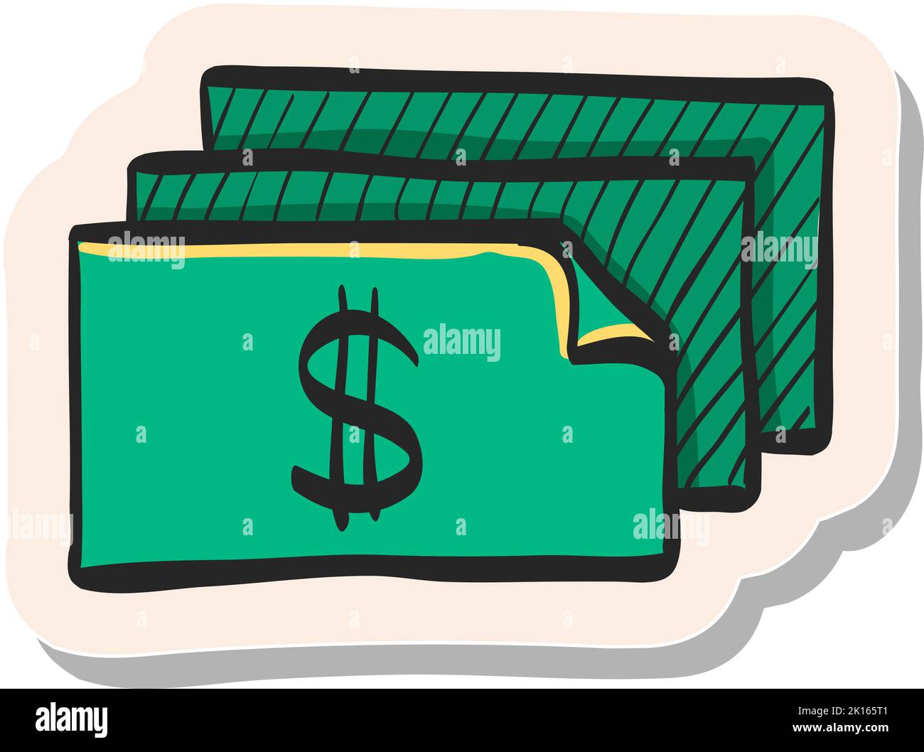 Hand drawn Money icon in sticker style vector illustration Stock Vector ...
