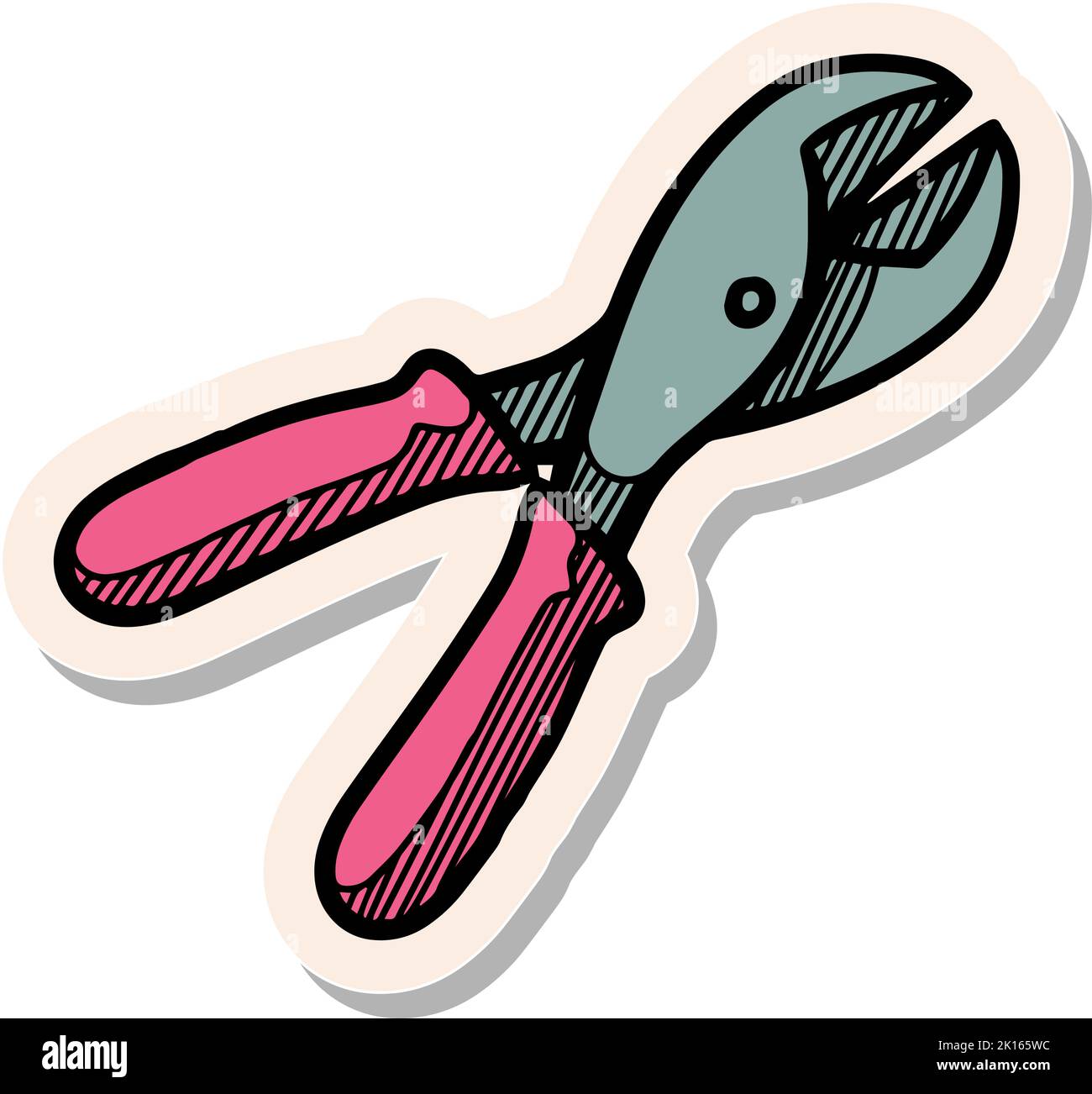 Hand drawn wire cutter icon in sticker style vector illustration Stock ...