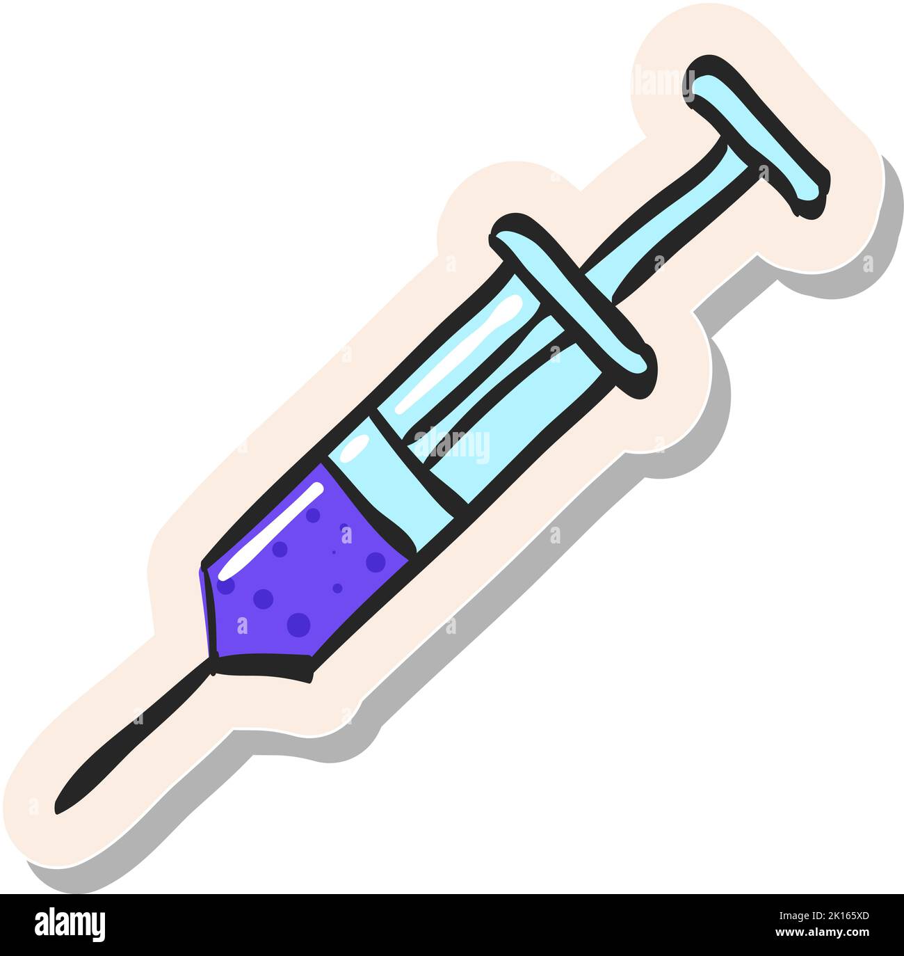 Hand drawn Syringe icon in sticker style vector illustration Stock ...