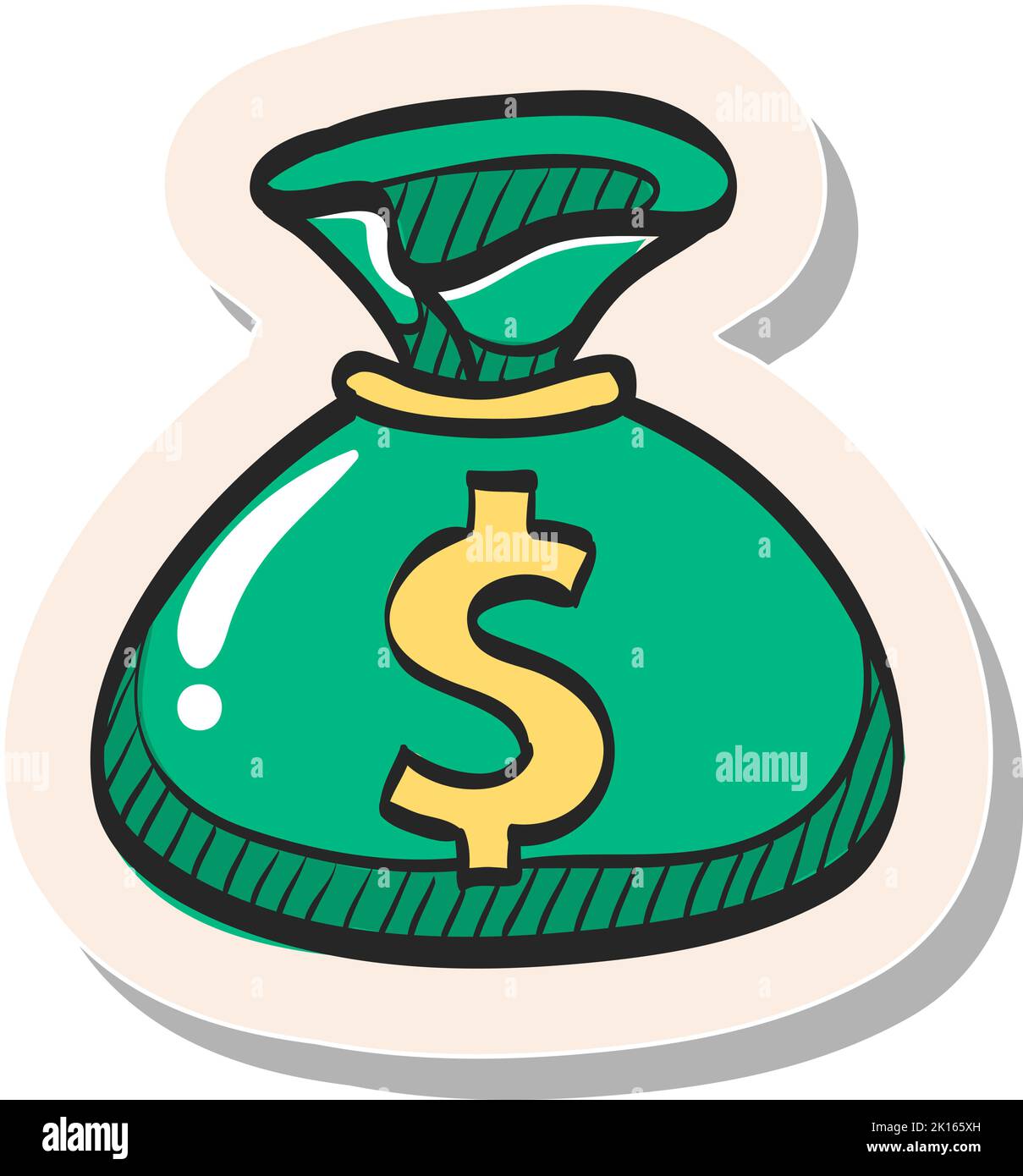 Hand drawn Money sack icon in sticker style vector illustration Stock ...