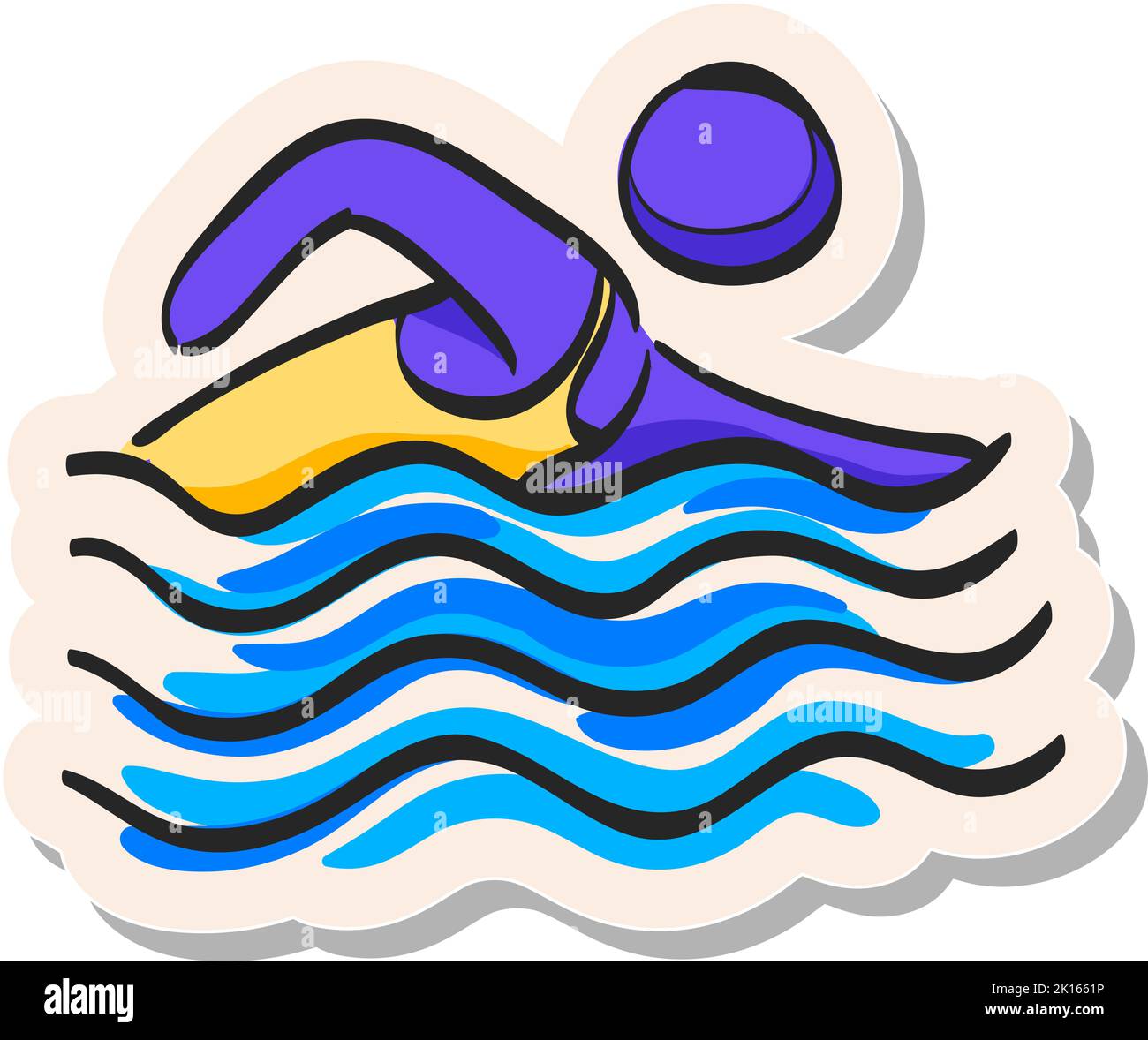 Hand drawn Man swimming icon in sticker style vector illustration Stock ...
