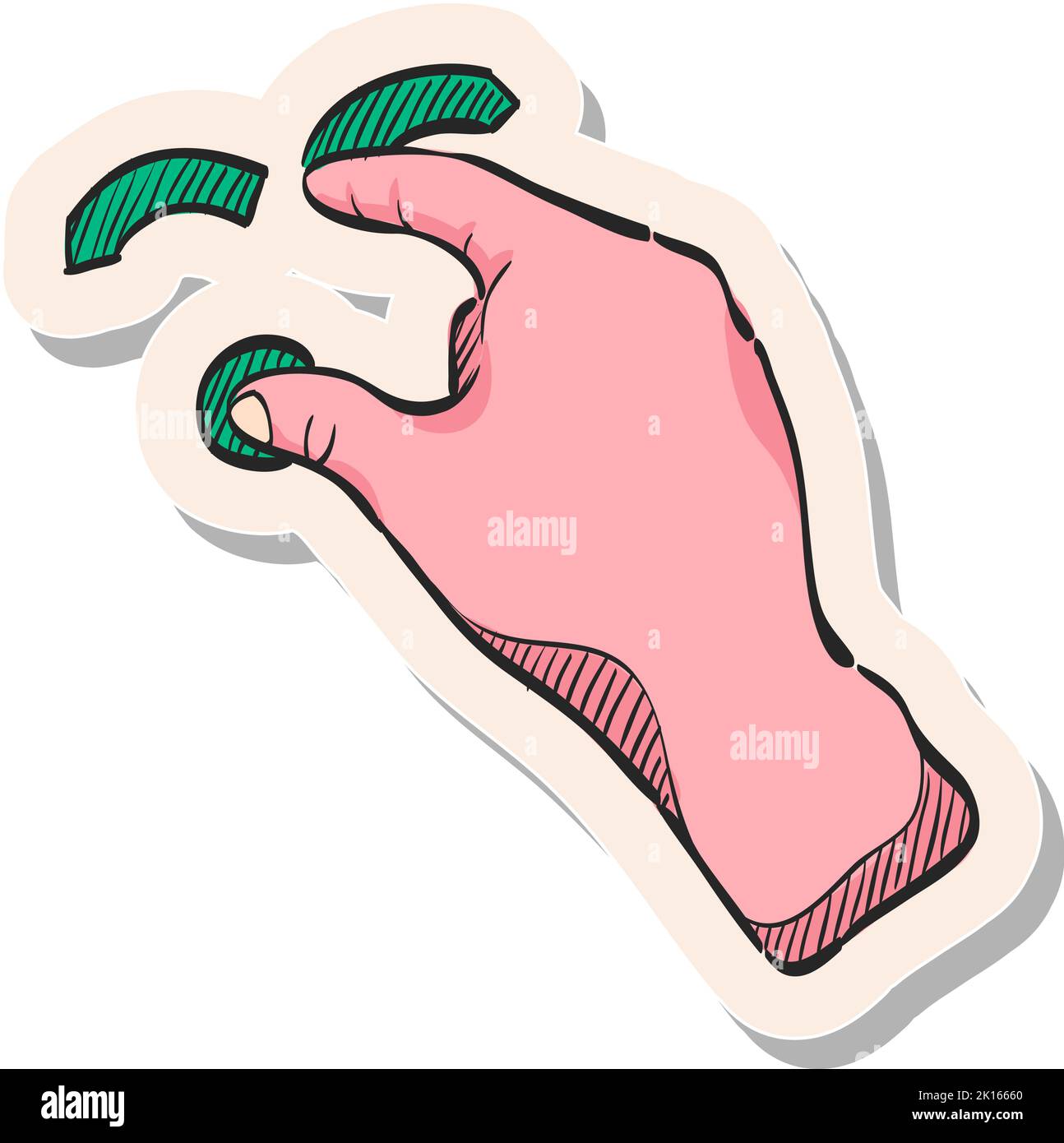 Hand drawn touchpad finger gesture icon in sticker style vector ...