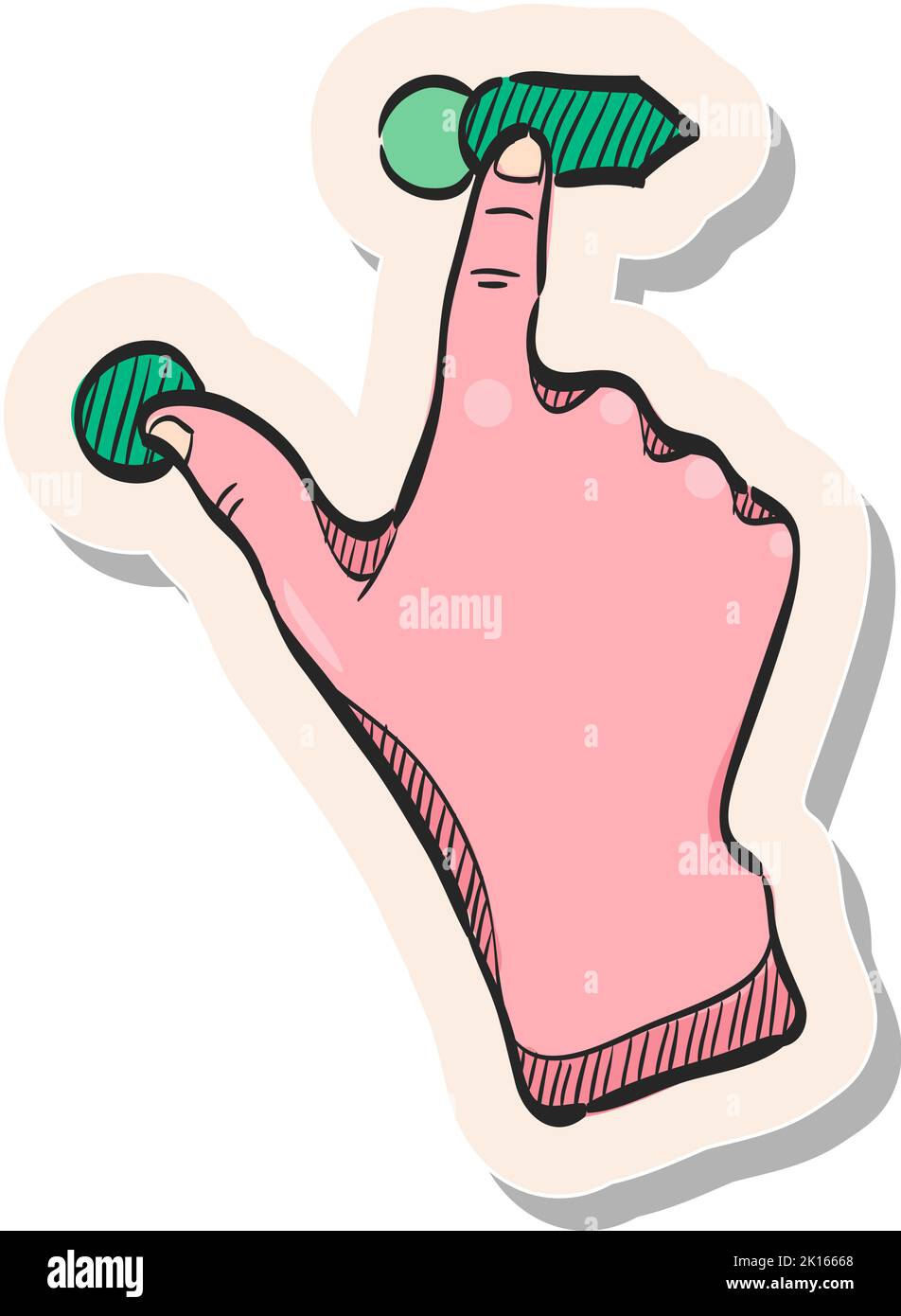 Hand drawn touchpad finger gesture icon in sticker style vector ...