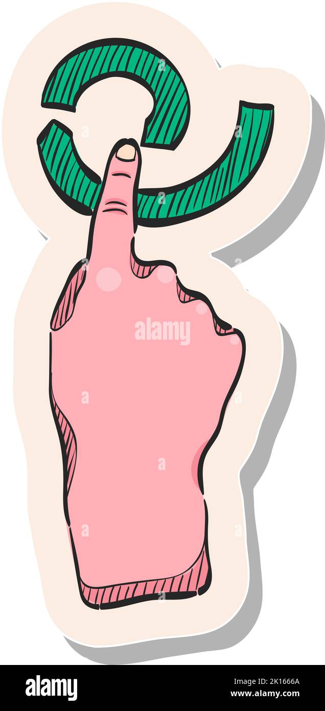 Hand drawn touchpad finger gesture icon in sticker style vector ...