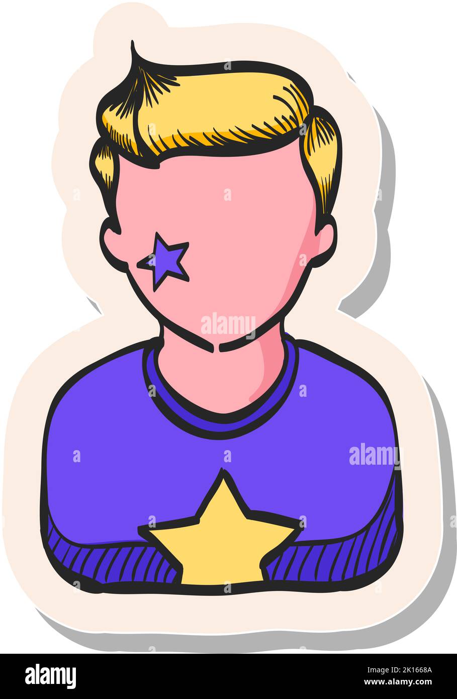 Hand drawn Football fans avatar icon in sticker style vector ...