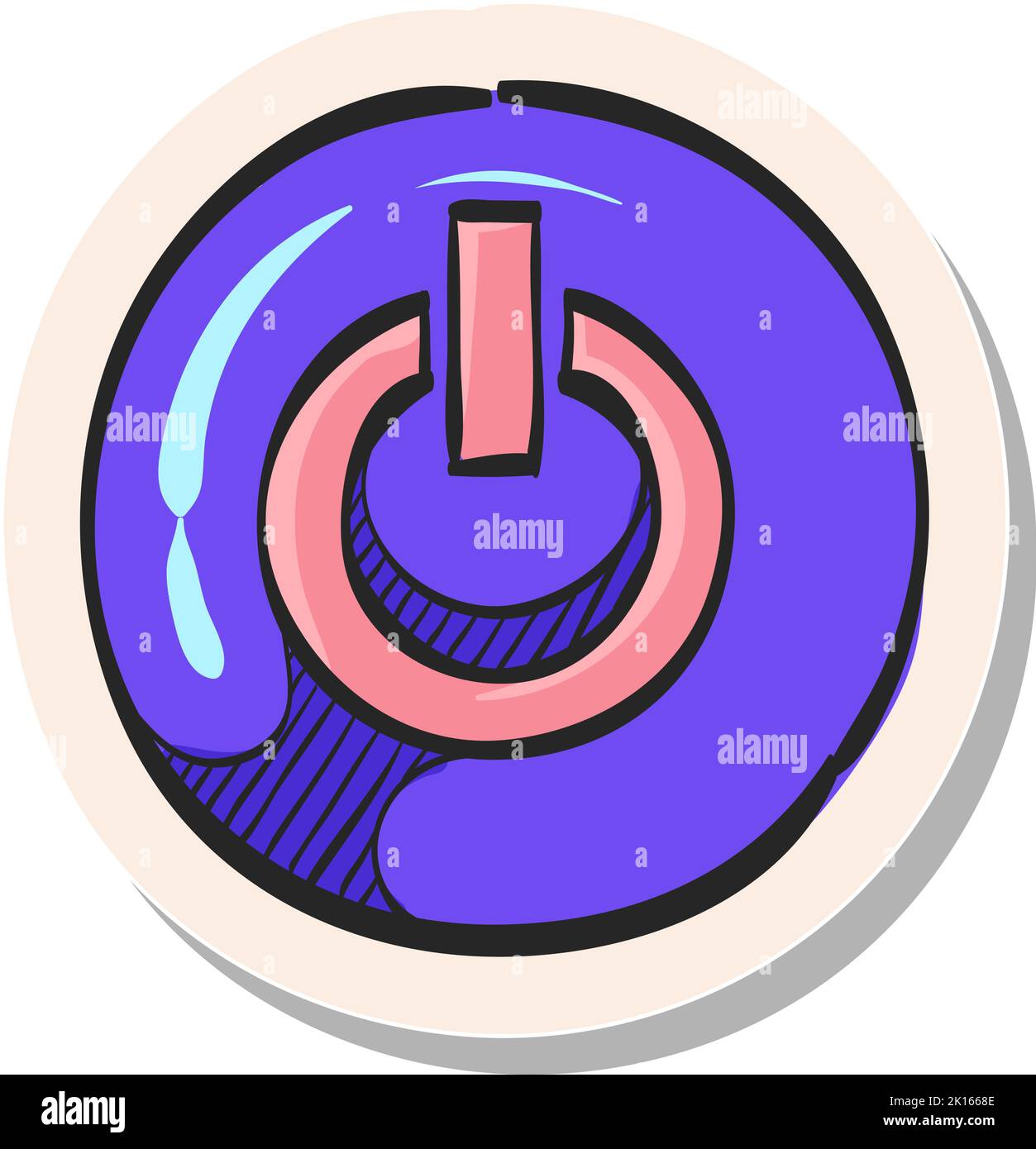 Hand drawn Power button icon in sticker style vector illustration Stock ...