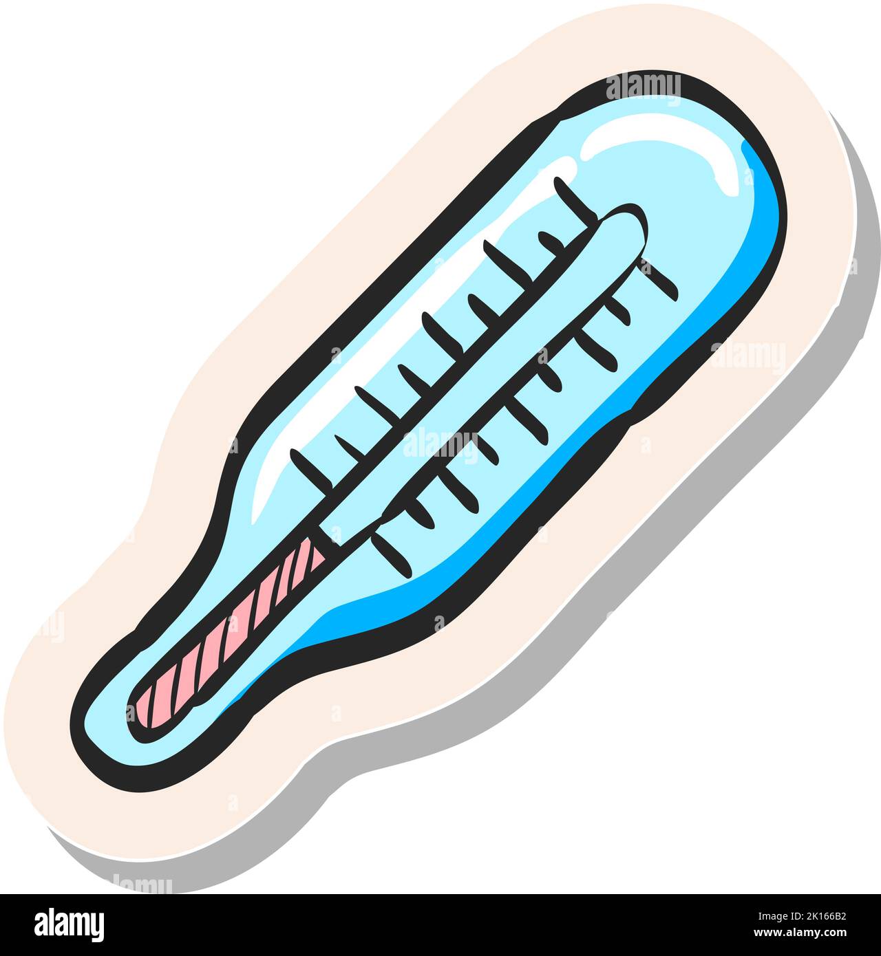 Hand drawn Thermometer icon in sticker style vector illustration Stock ...