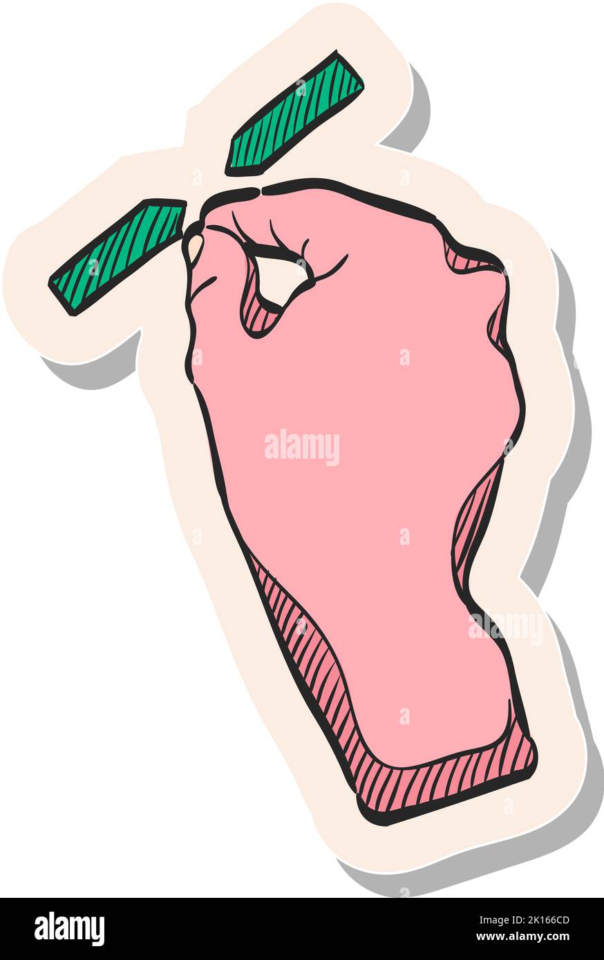 Hand drawn touchpad finger gesture icon in sticker style vector ...