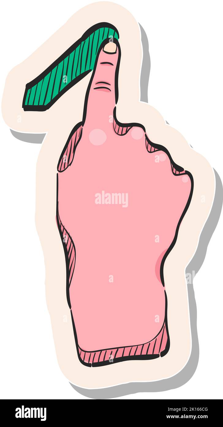 Hand drawn touchpad finger gesture icon in sticker style vector ...