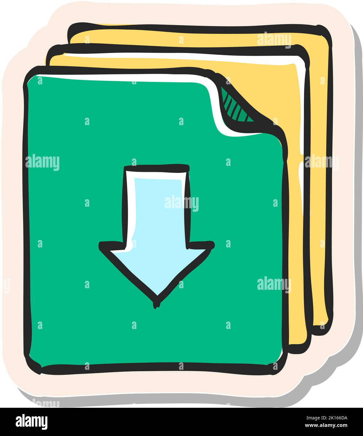 Hand drawn Multiple download arrow icon in sticker style vector ...