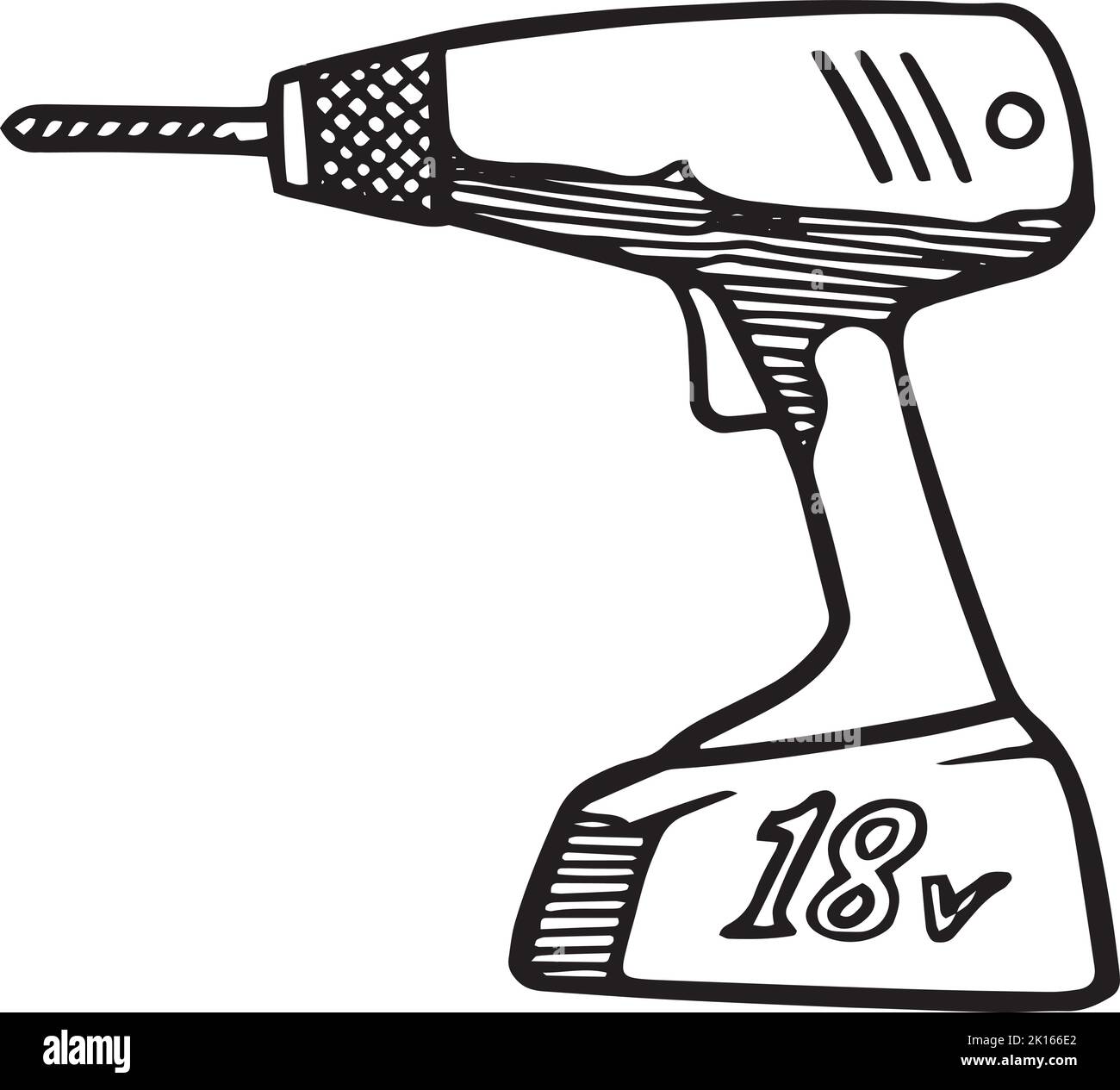 Electric drill icon. Hand drawn vector illustration. Woodworking hand ...