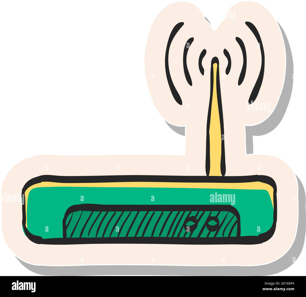 Hand drawn Internet router icon in sticker style vector illustration ...