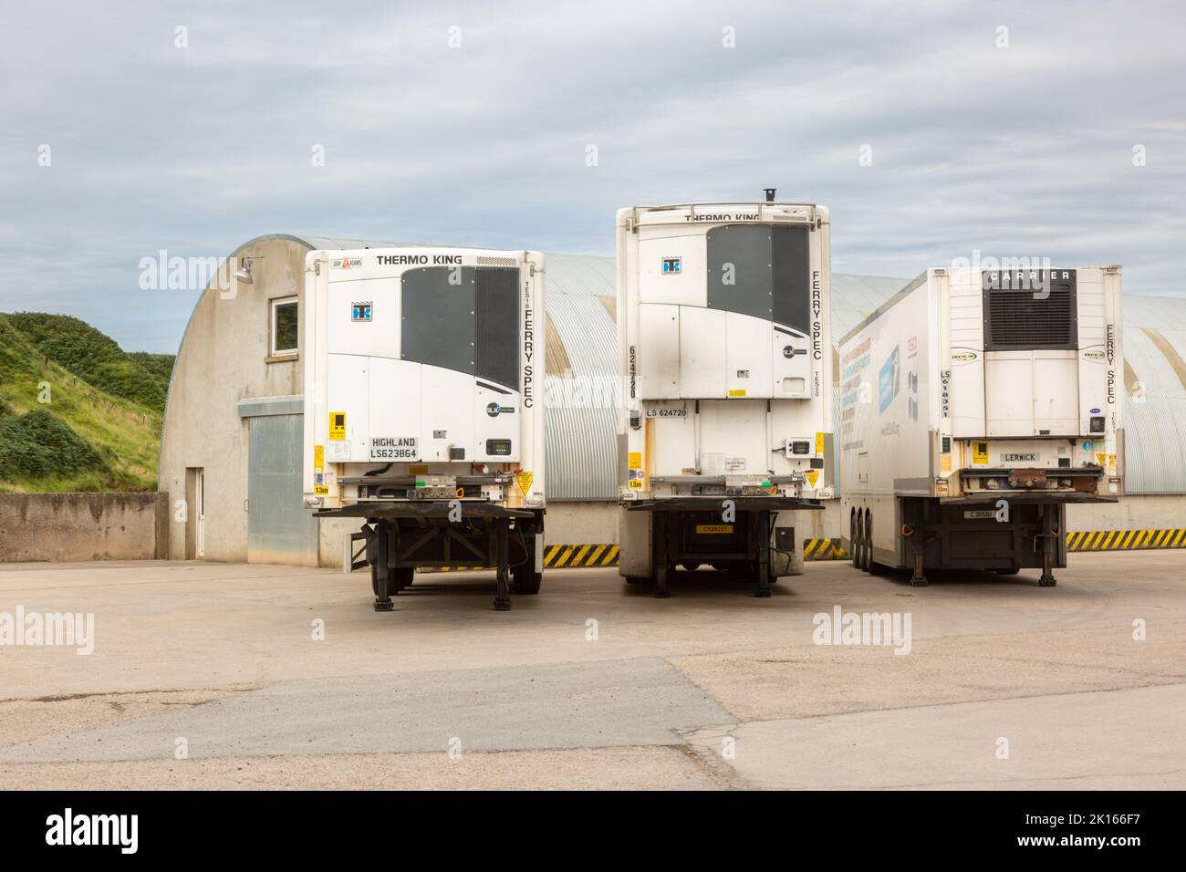 Refrigeration containers at a ferry port, Orkney, UK 2022 Stock Photo ...