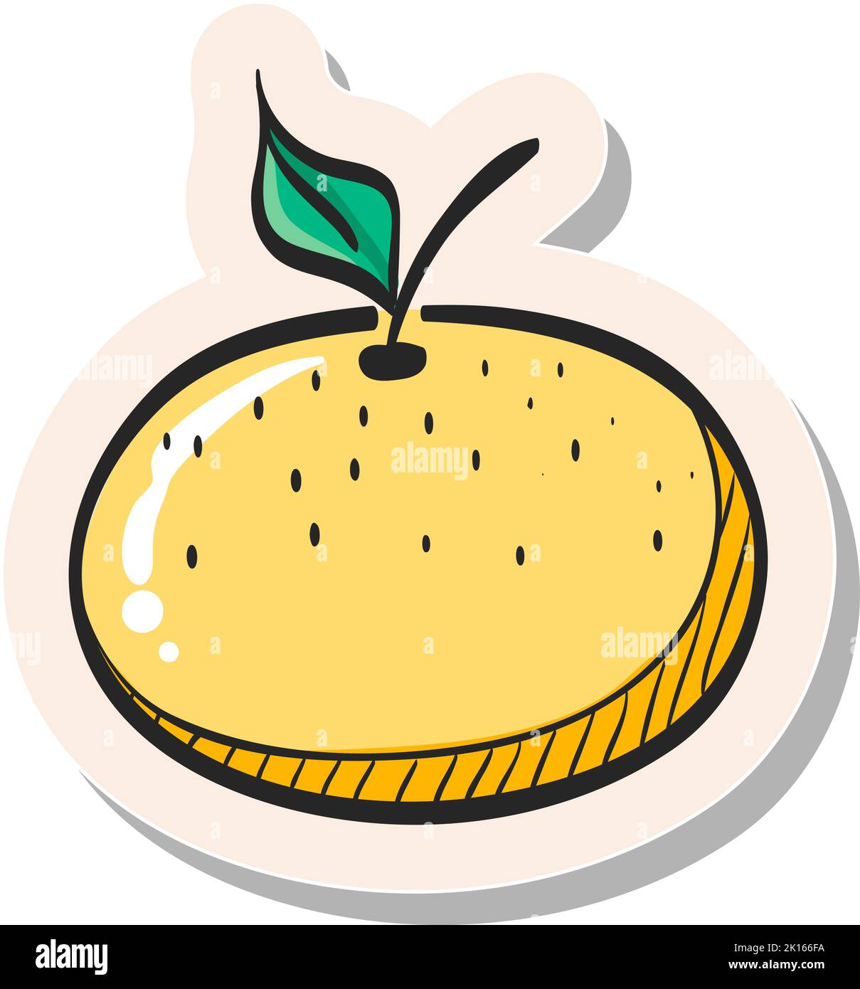 Hand drawn Orange icon in sticker style vector illustration Stock ...