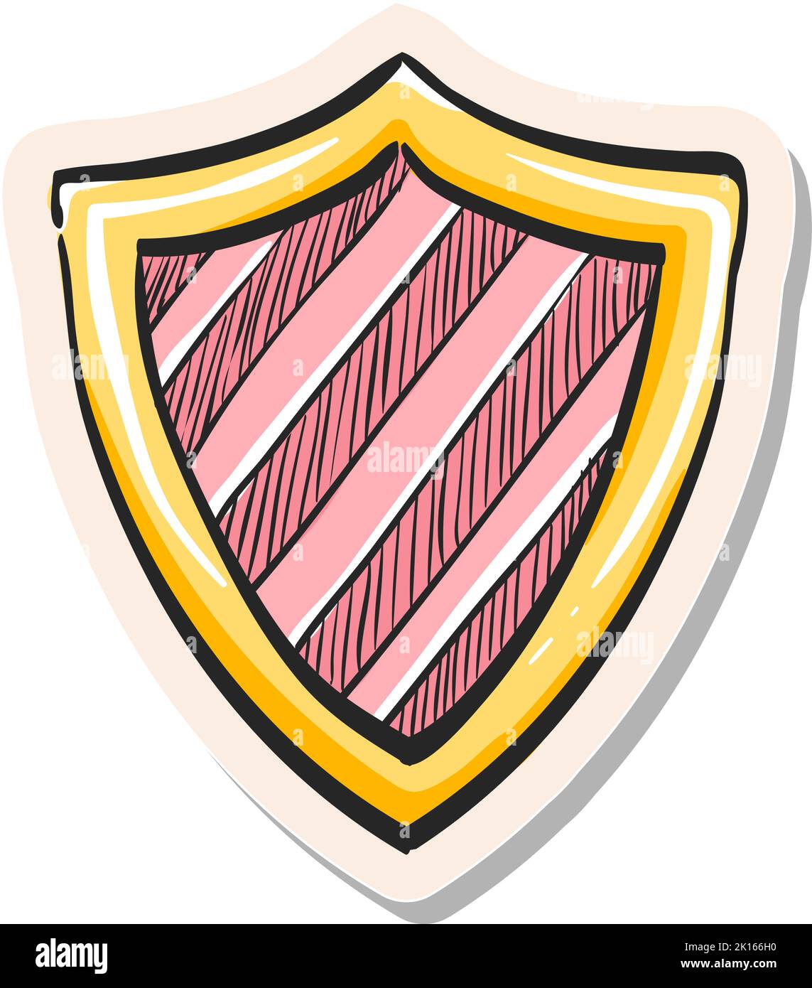 Hand drawn Shield icon in sticker style vector illustration Stock ...