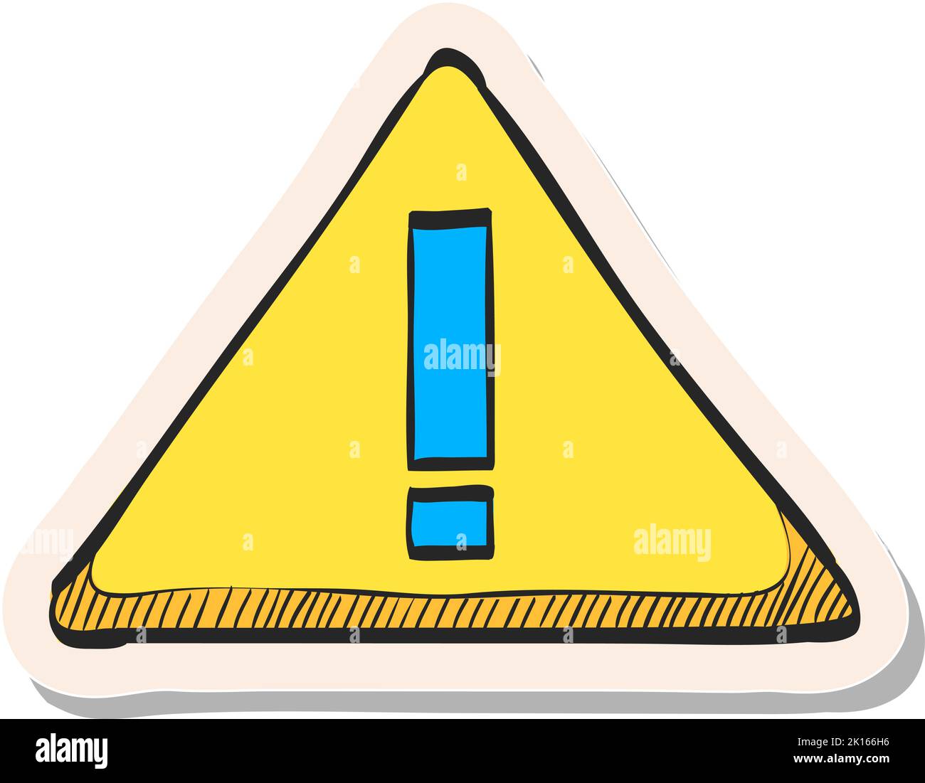 Hand drawn Warning sign icon in sticker style vector illustration Stock ...