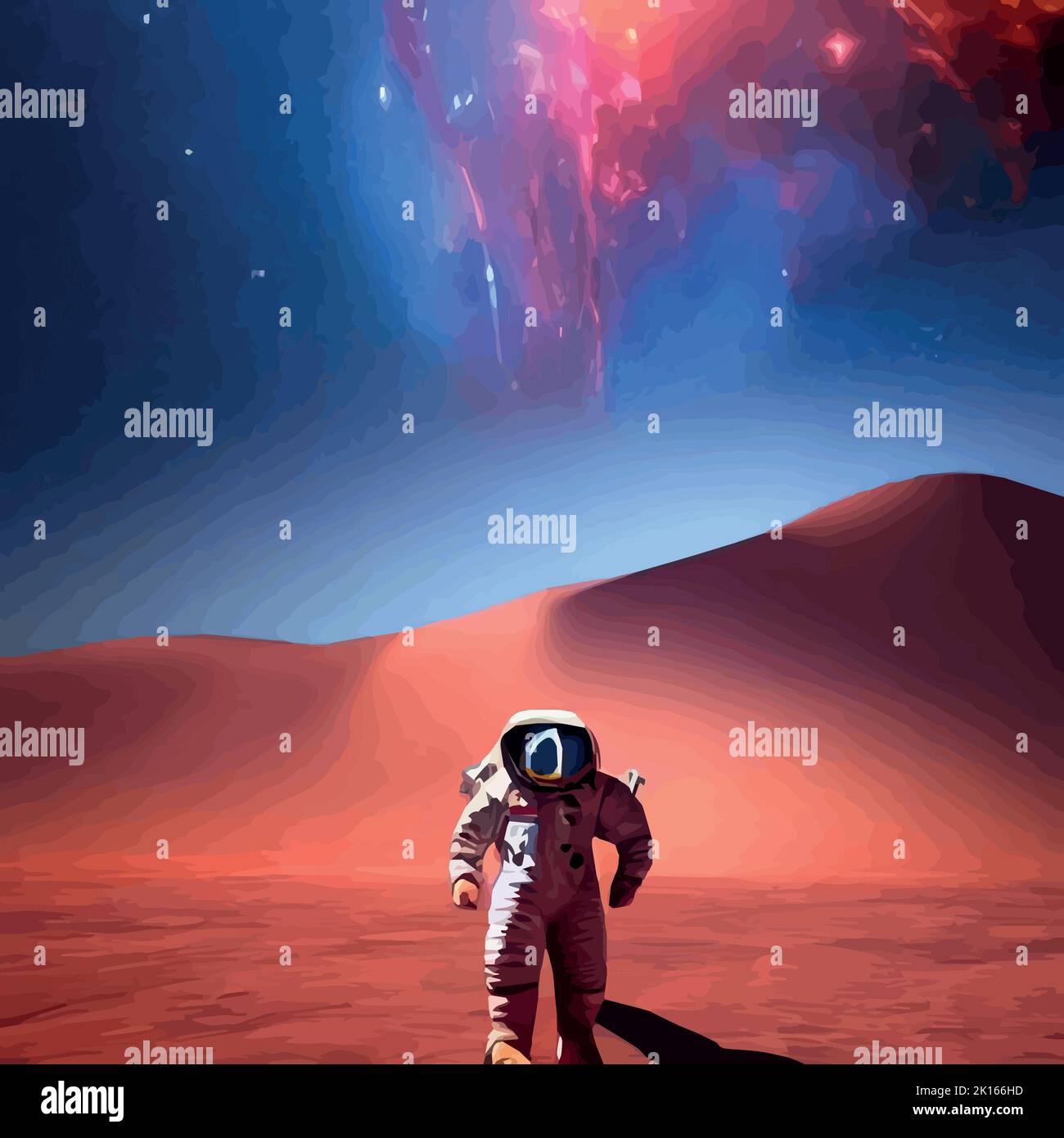 Astronaut Explores Space Being Desert Mars Astronaut Space Suit