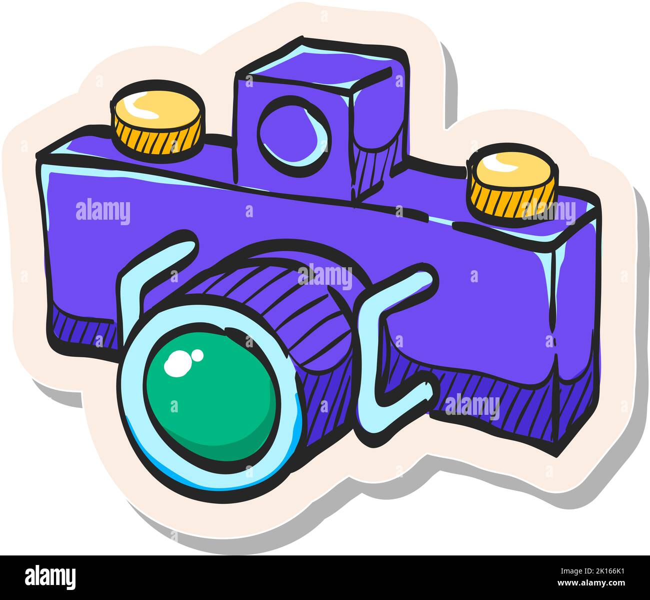 Hand drawn Panorama camera icon in sticker style vector illustration ...