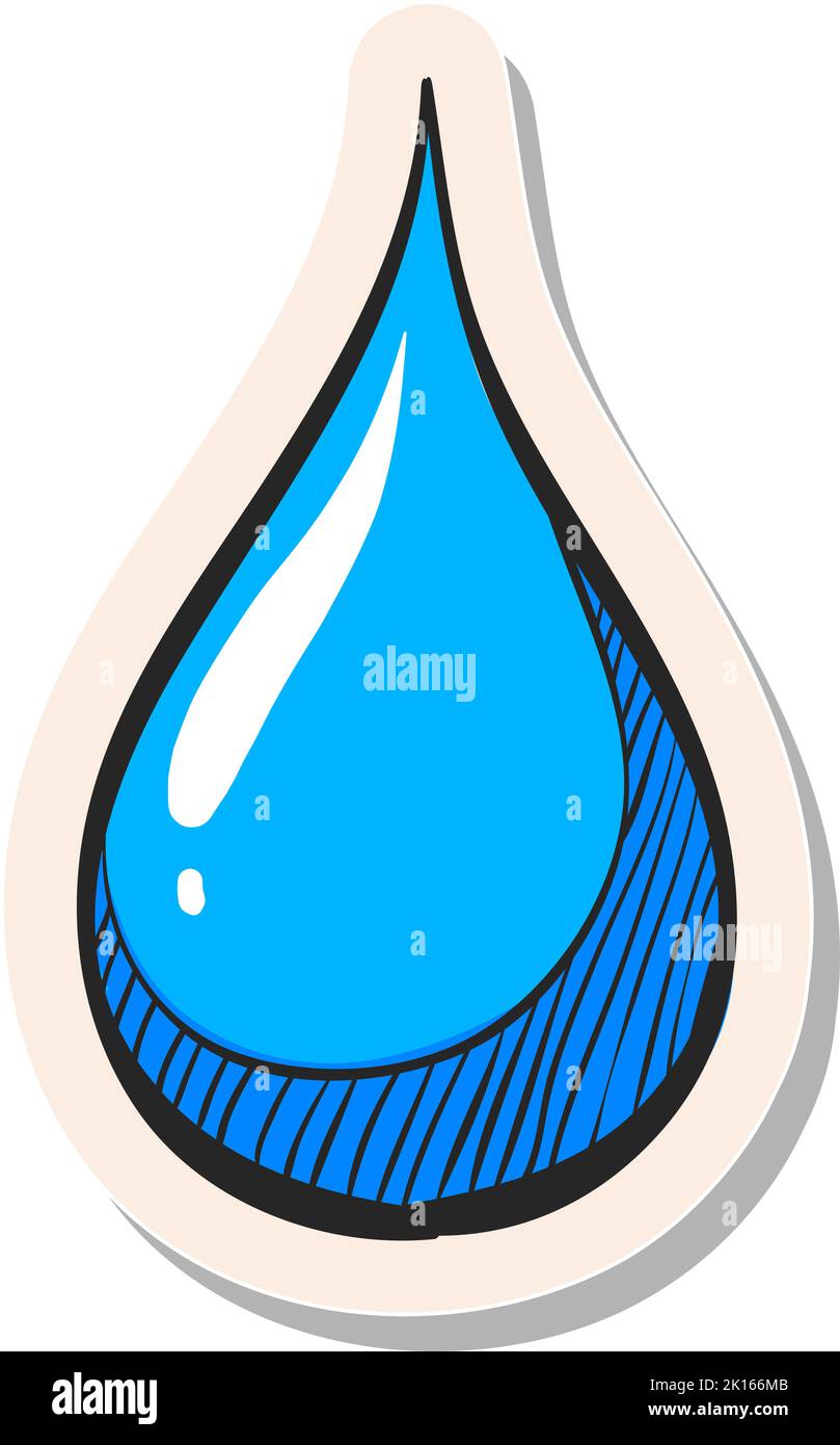 Hand drawn Water drop icon in sticker style vector illustration Stock ...