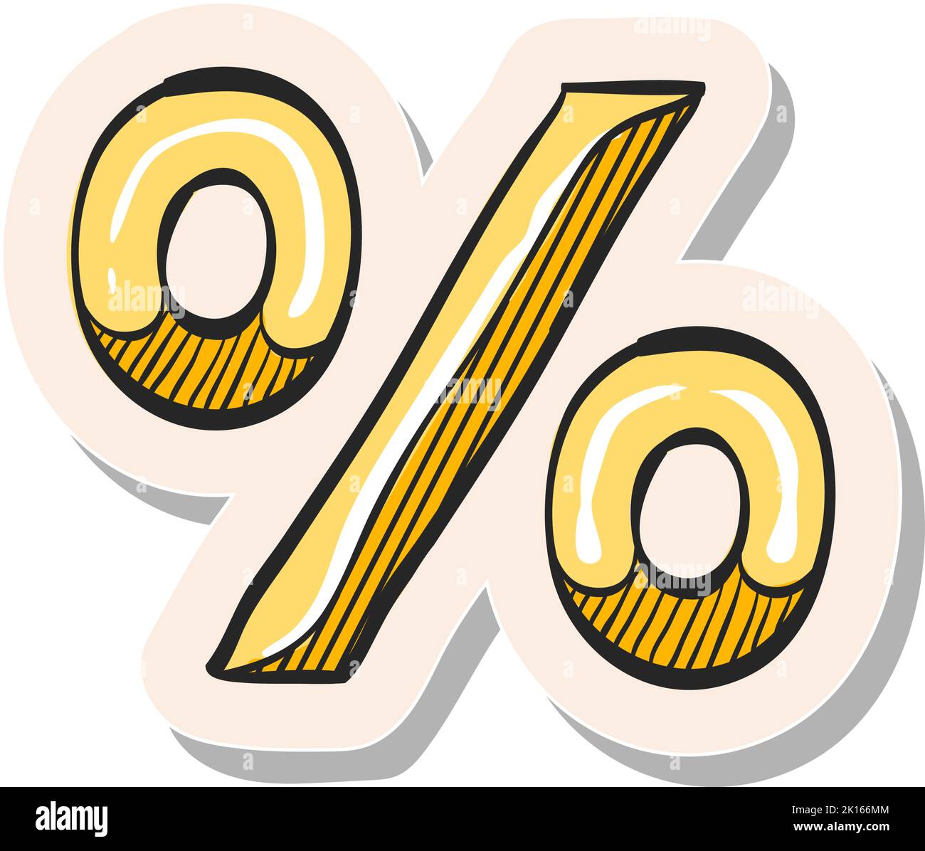 Hand drawn Percent symbol icon in sticker style vector illustration ...