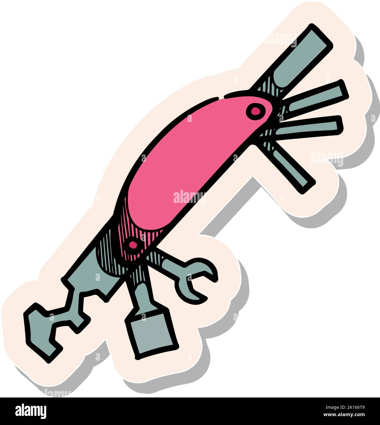 Hand drawn multiple tools icons in sticker style vector illustration ...