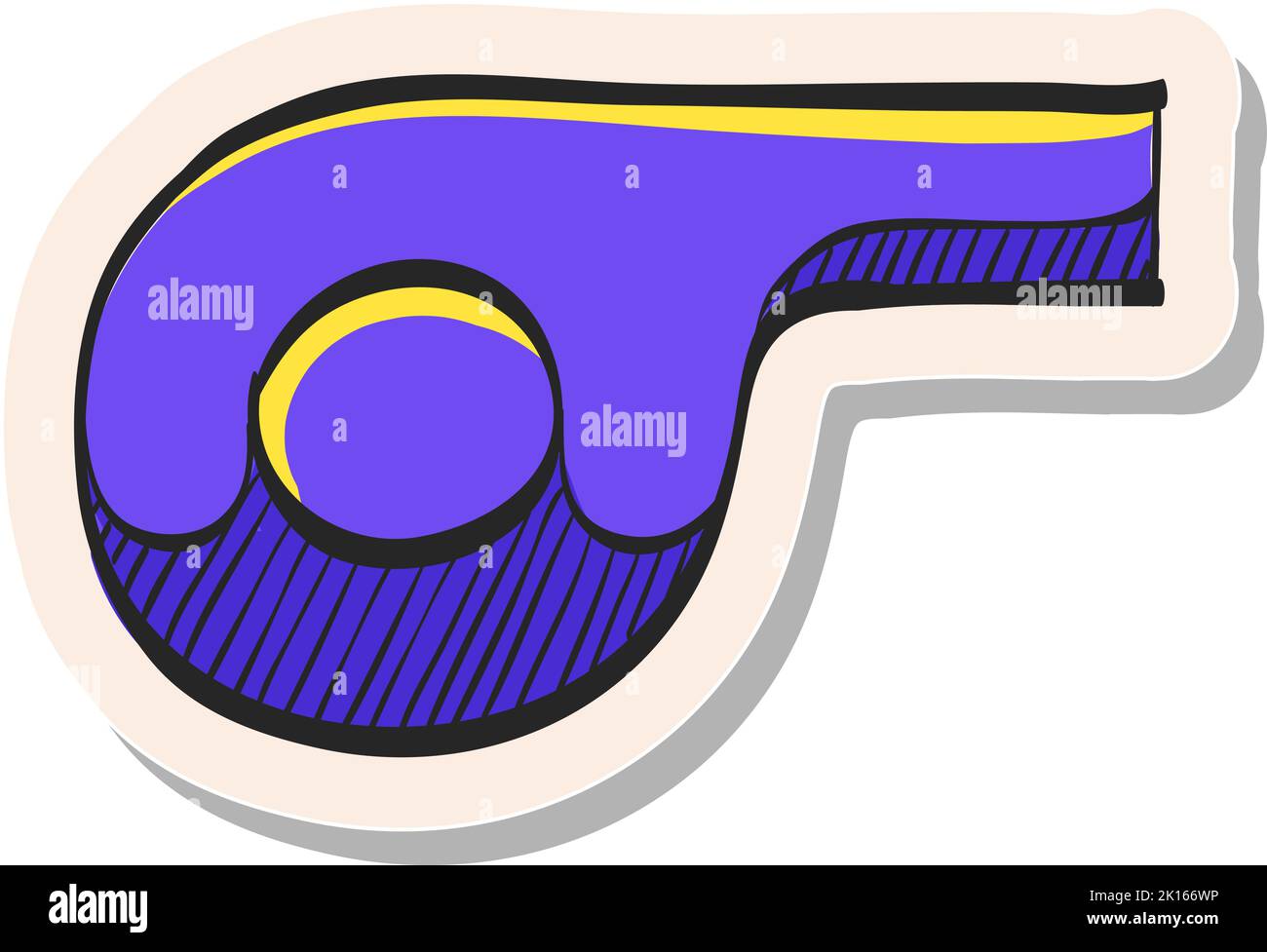 Hand drawn Whistle icon in sticker style vector illustration Stock ...