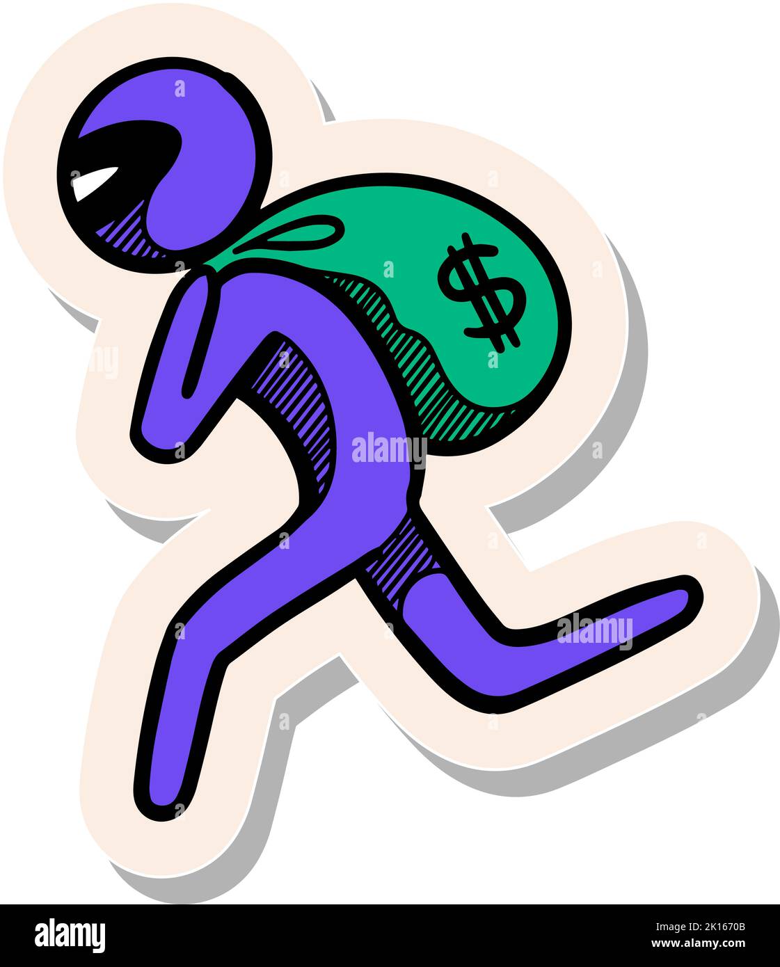 Hand drawn burglar icon in sticker style vector illustration Stock ...