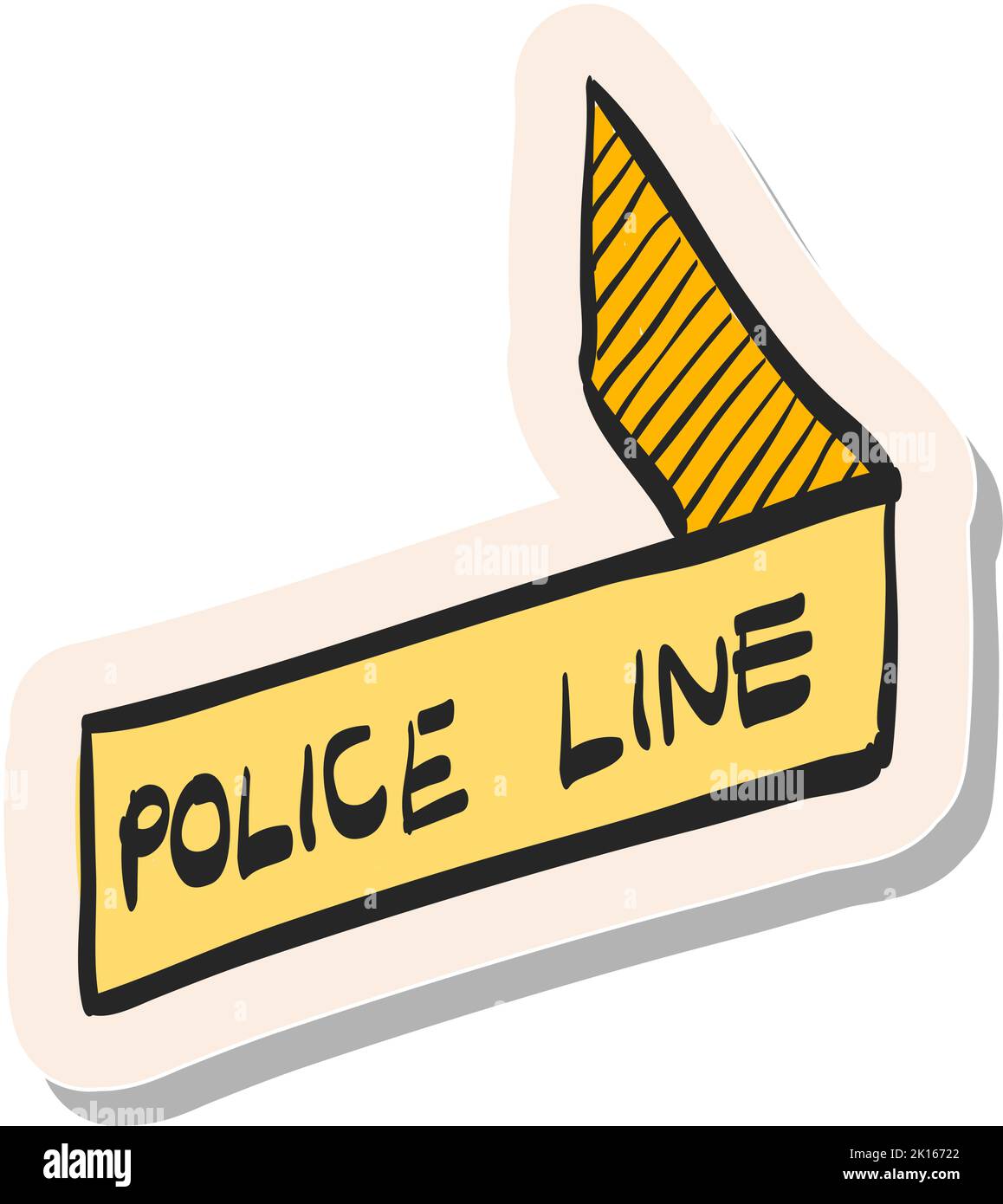 Hand drawn Police line icon in sticker style vector illustration Stock ...
