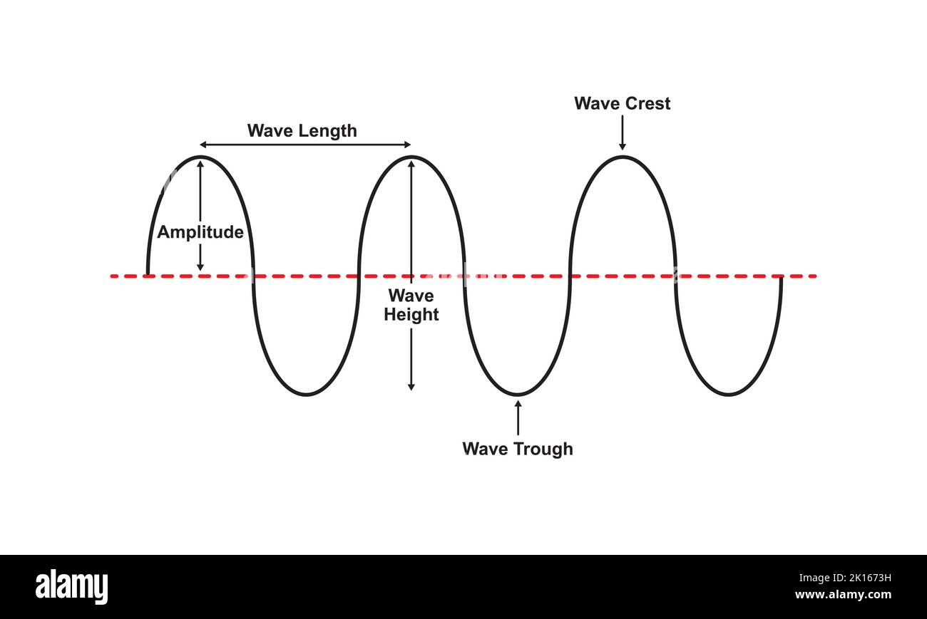 Wave Basic Properties. The Parts Of Wave. Vector Illustration Stock ...
