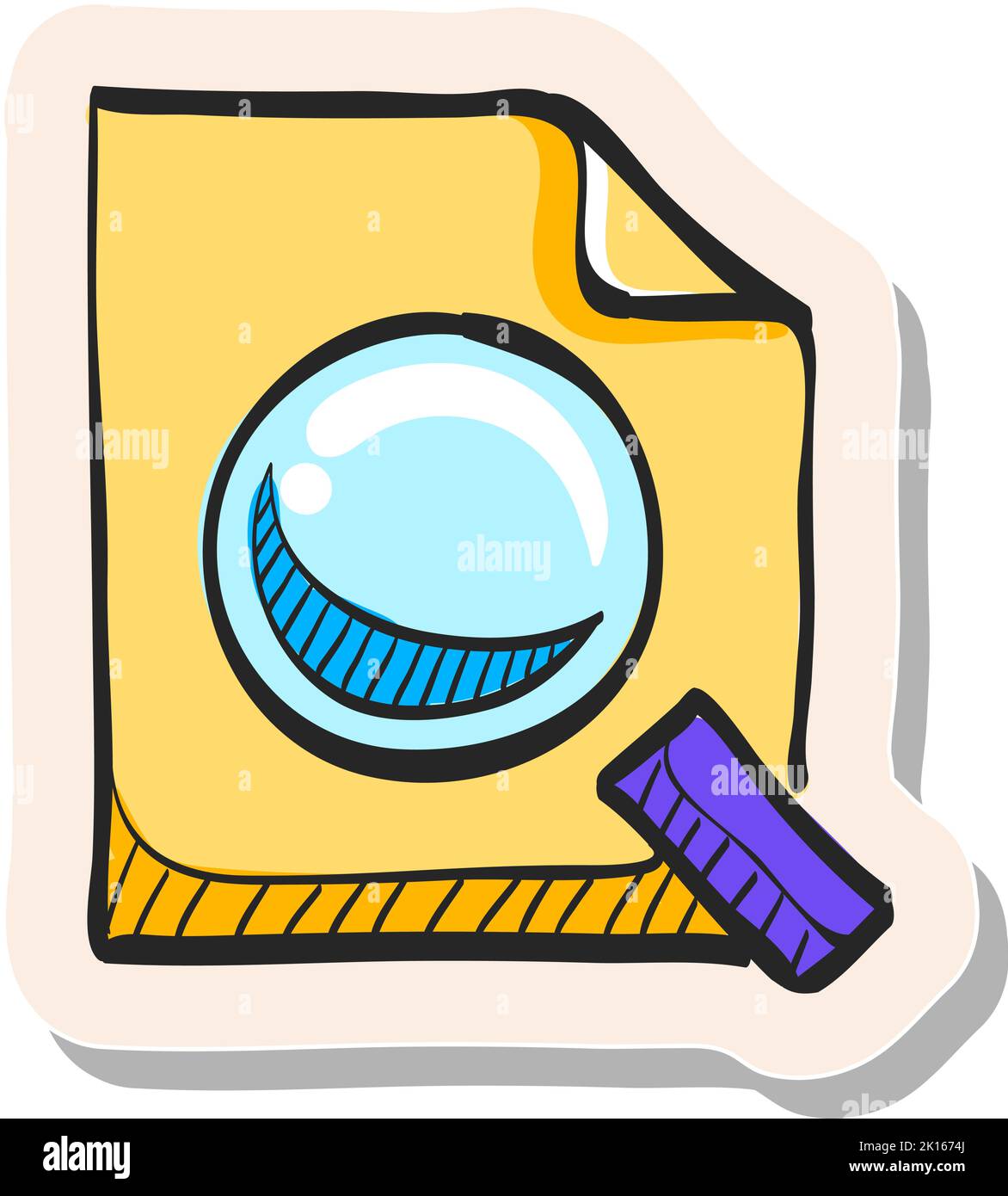 Hand drawn Magnifier icon in sticker style vector illustration Stock ...