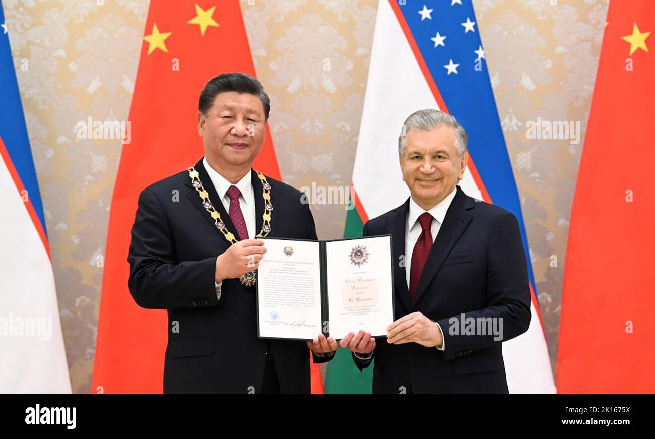 Samarkand, Uzbekistan. 15th Sep, 2022. China's President Xi Jinping (R ...