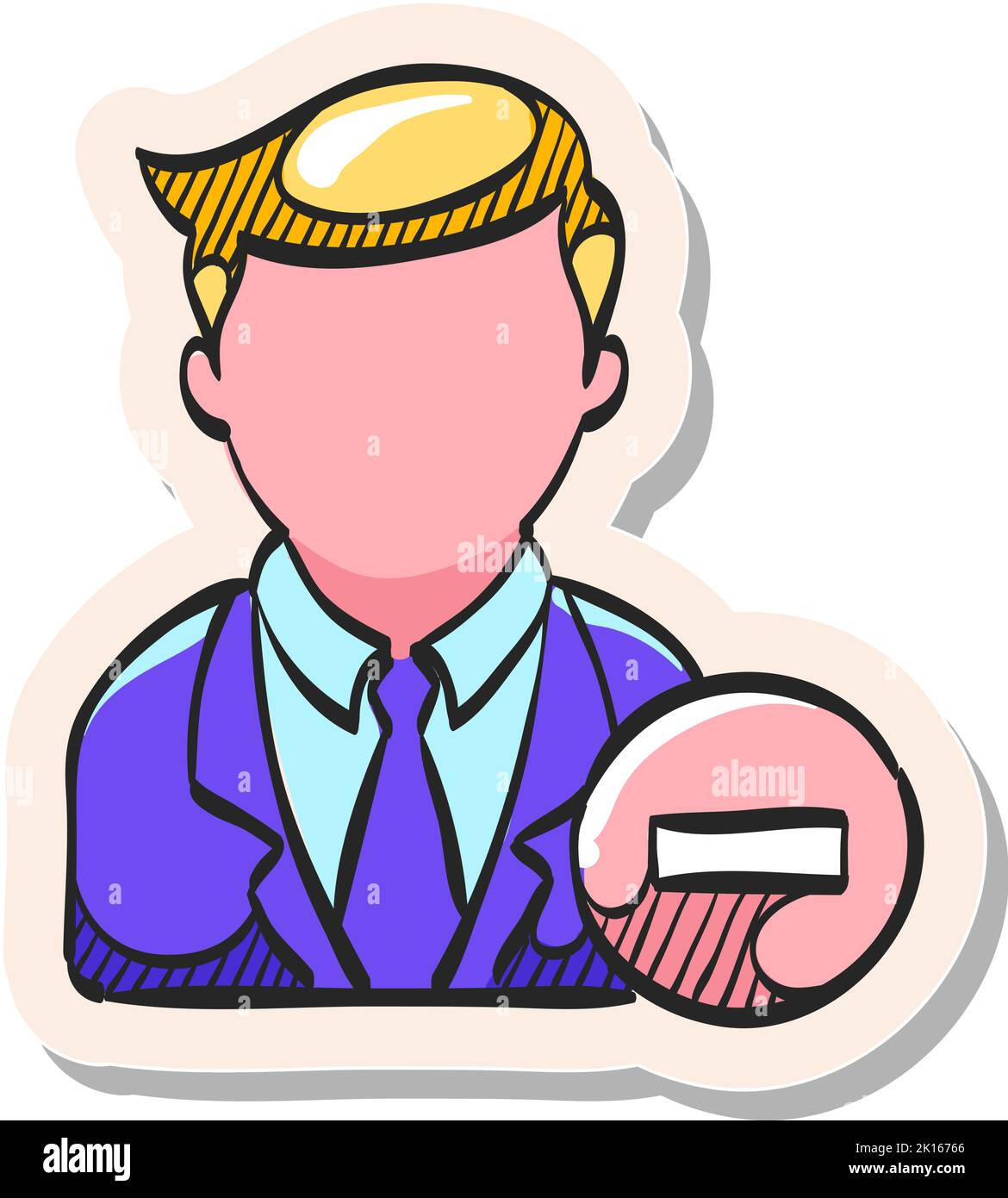 Hand drawn Businessman with minus sign icon in sticker style vector ...