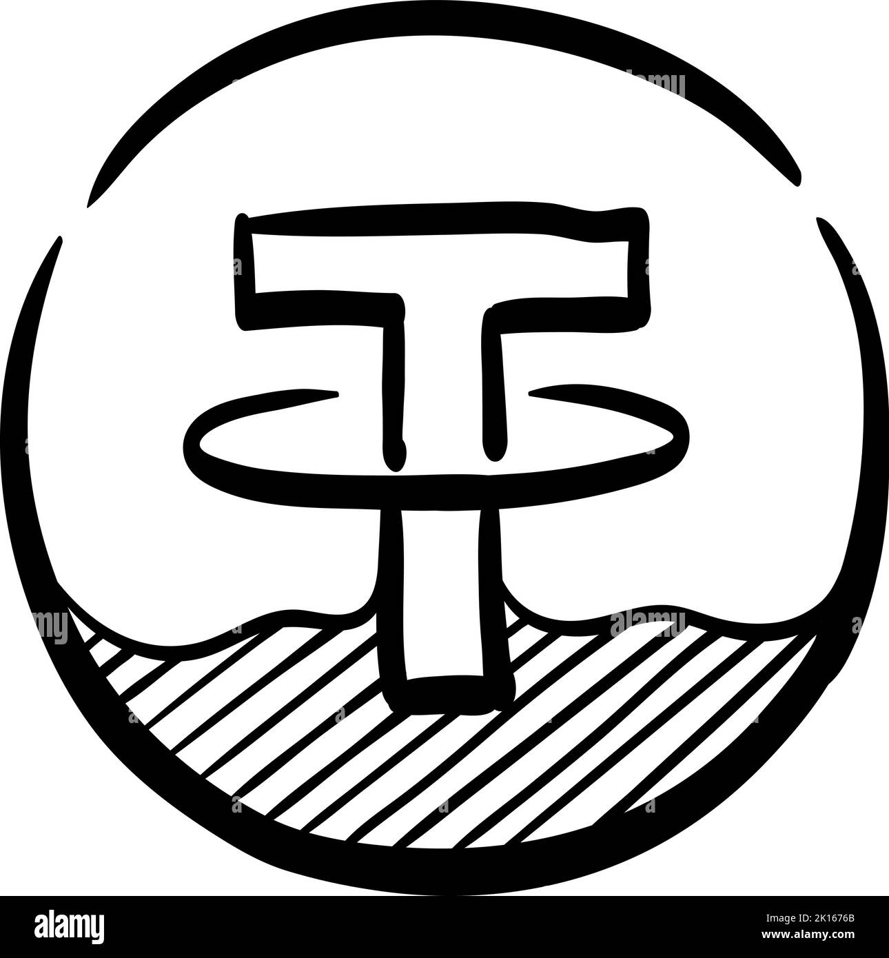 hand drawn vector illustration of Tether US Dollar cryptocurrency ...