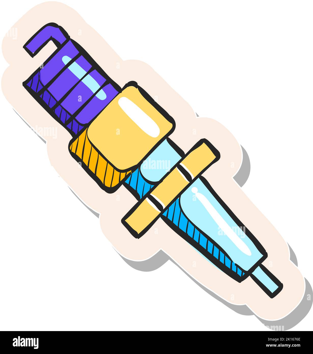 Hand drawn Spark plug icon in sticker style vector illustration Stock ...