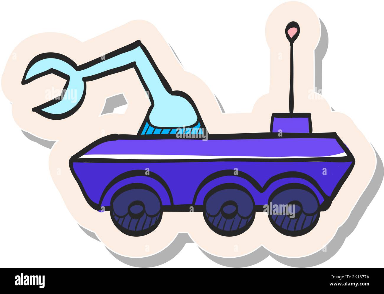 Hand drawn Space rover icon in sticker style vector illustration Stock ...