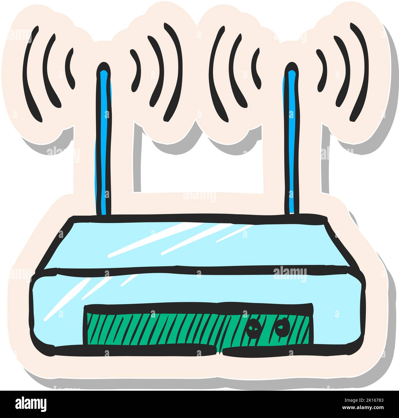 Hand drawn Router icon in sticker style vector illustration Stock ...