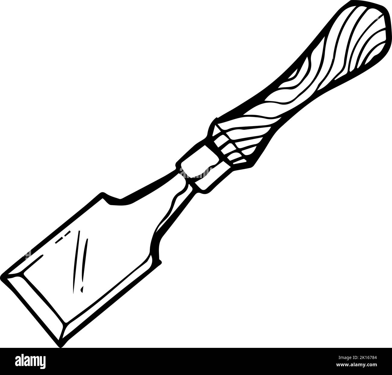 Chisel Icon Woodworking Tool Hand Drawn Vector Illustration Stock Vector Image And Art Alamy