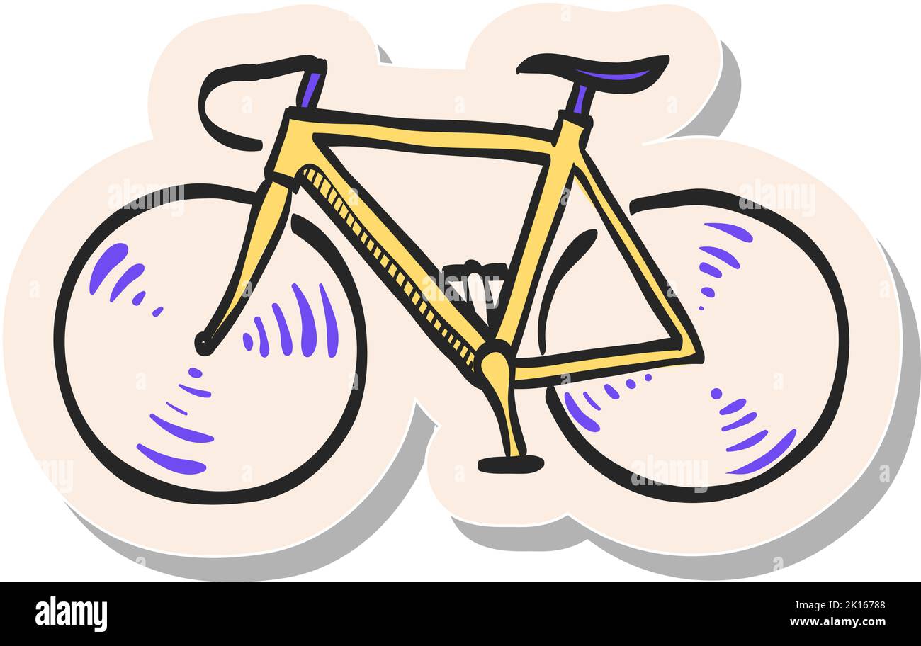 Hand drawn Road bicycle icon in sticker style vector illustration Stock ...