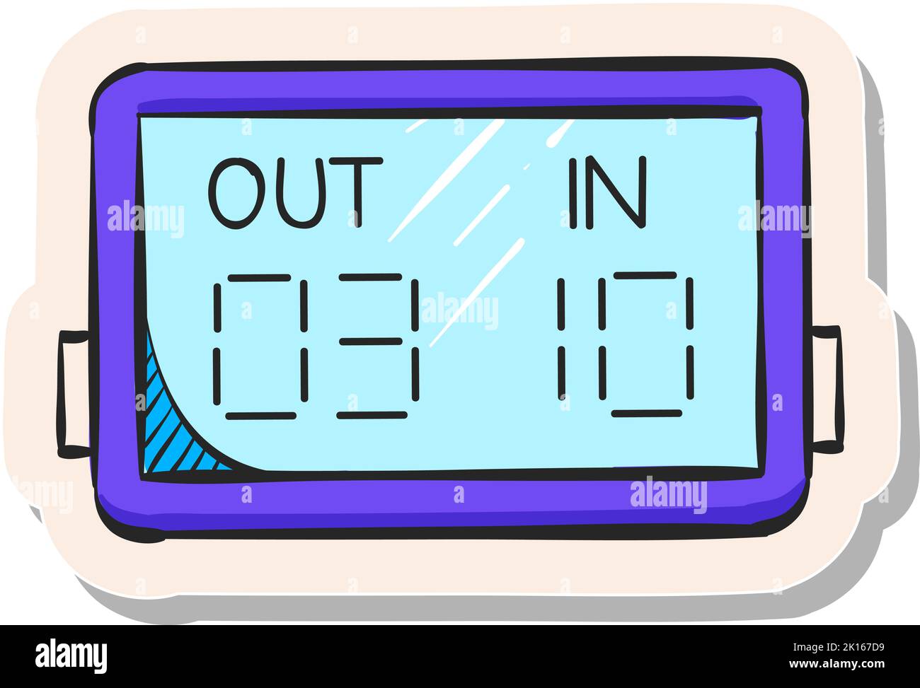 Hand Drawn Player Substitution Board Icon In Sticker Style Vector Illustration Stock Vector