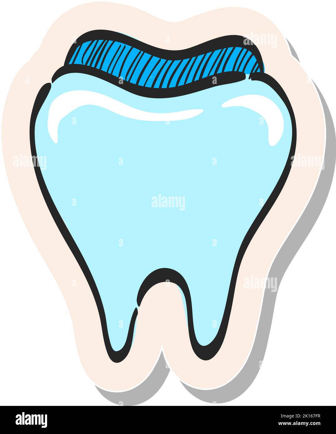 Hand drawn Tooth icon in sticker style vector illustration Stock Vector ...