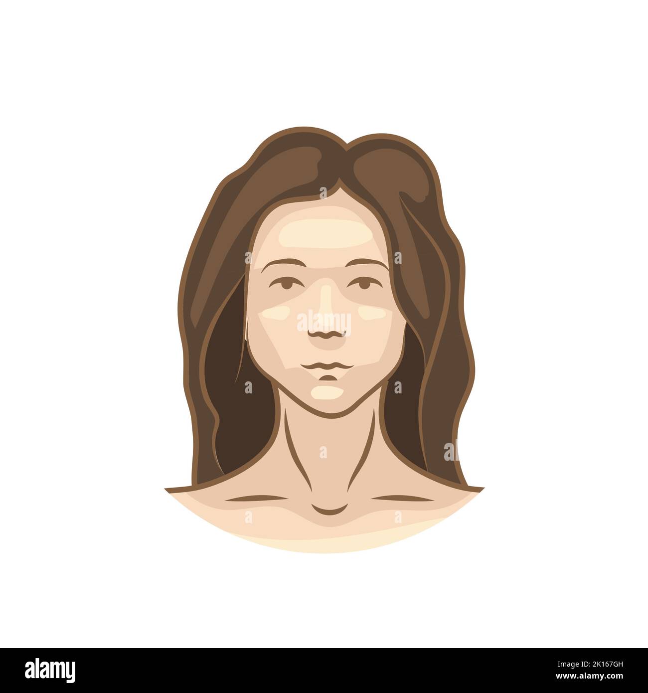 Simple colourful icon of woman face, portrait icon on white Stock ...
