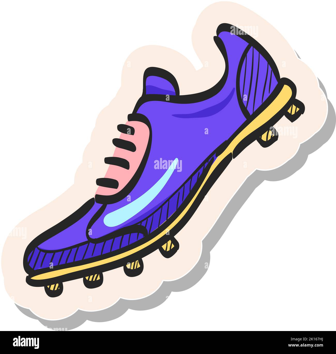 Hand drawn Soccer Shoe icon in sticker style vector illustration Stock ...
