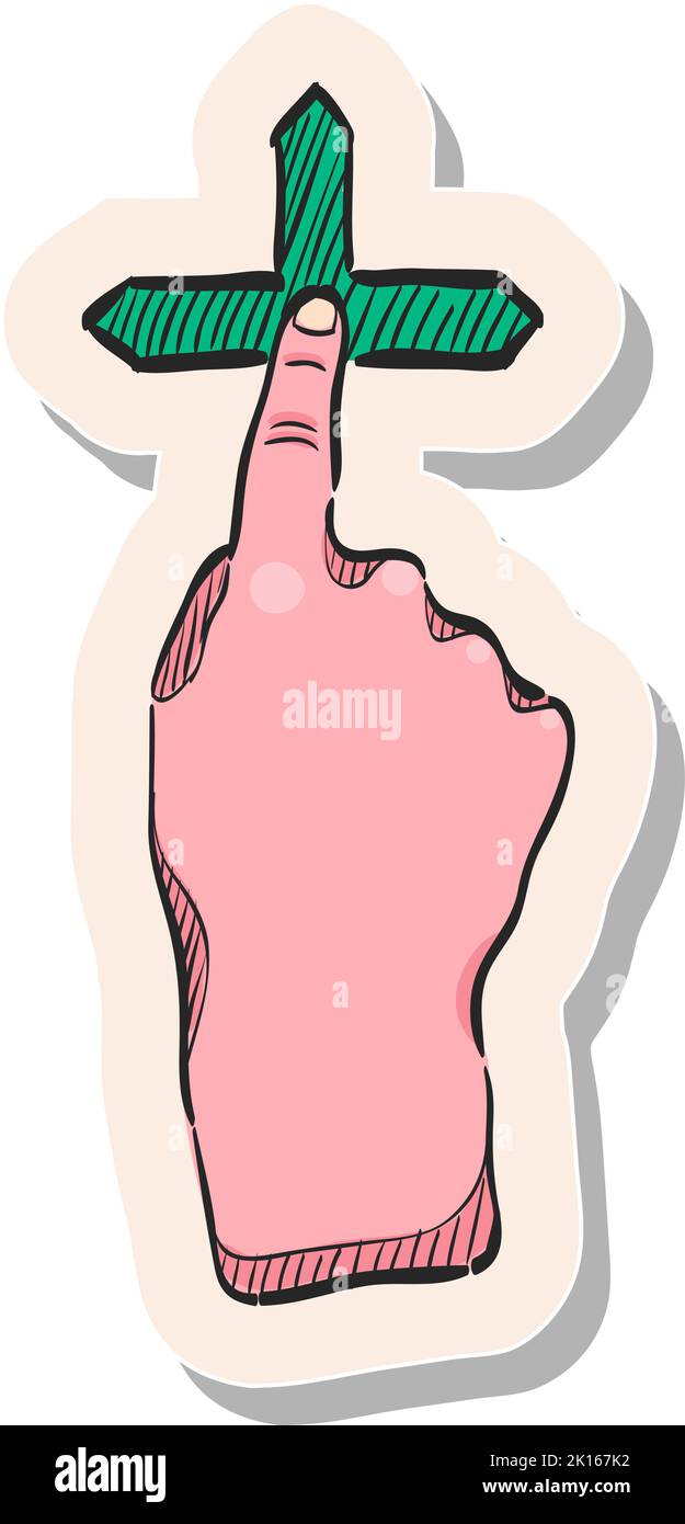 Hand drawn touchpad finger gesture icon in sticker style vector ...