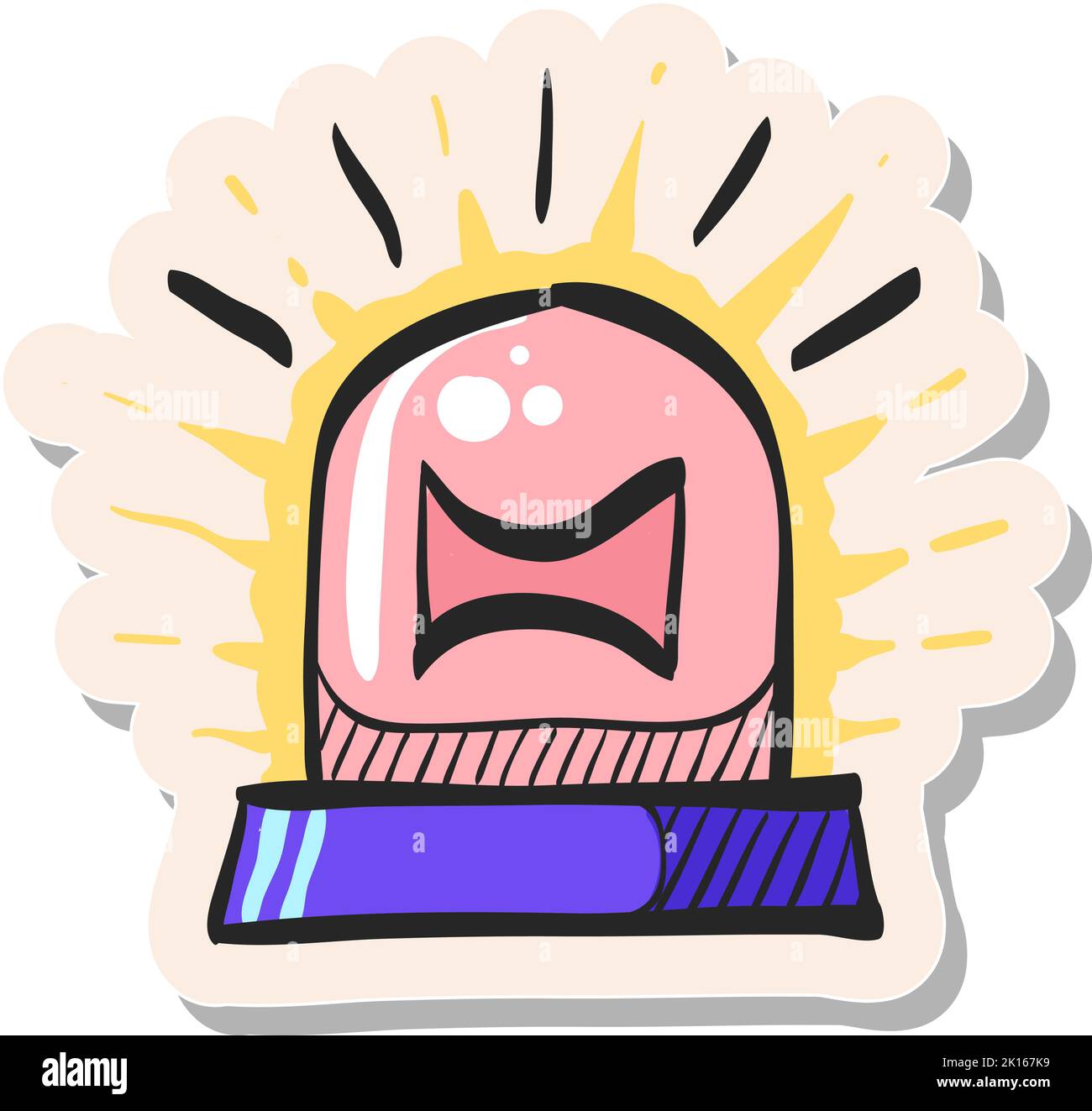 Hand drawn Siren icon in sticker style vector illustration Stock Vector ...