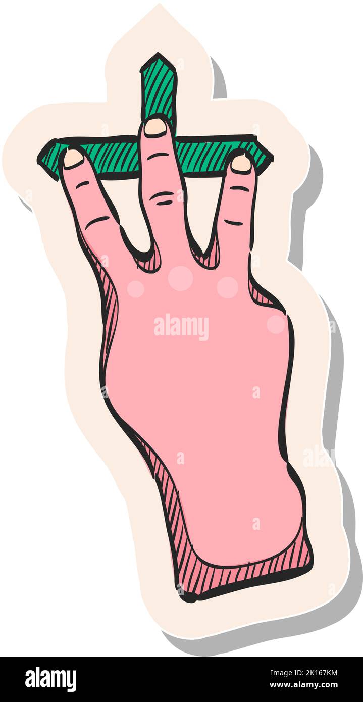 Hand drawn touchpad finger gesture icon in sticker style vector ...