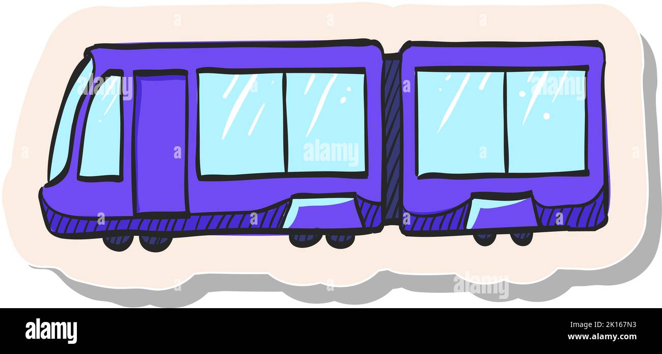 Hand drawn Tram icon in sticker style vector illustration Stock Vector ...